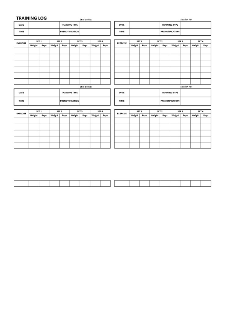 Training Log: Session No: Session No | PDF