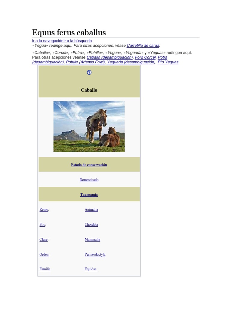 Taxonomía del caballo: Equus ferus caballus | PDF | Caballos | Équidos
