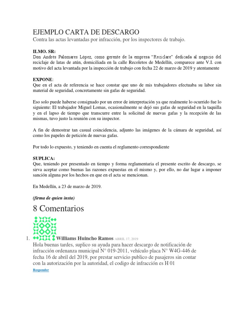 Ejemplo Carta de Descargo | PDF | Violencia