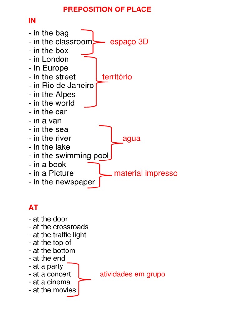 A Guide to Common Portuguese Prepositions of Place and Time | PDF