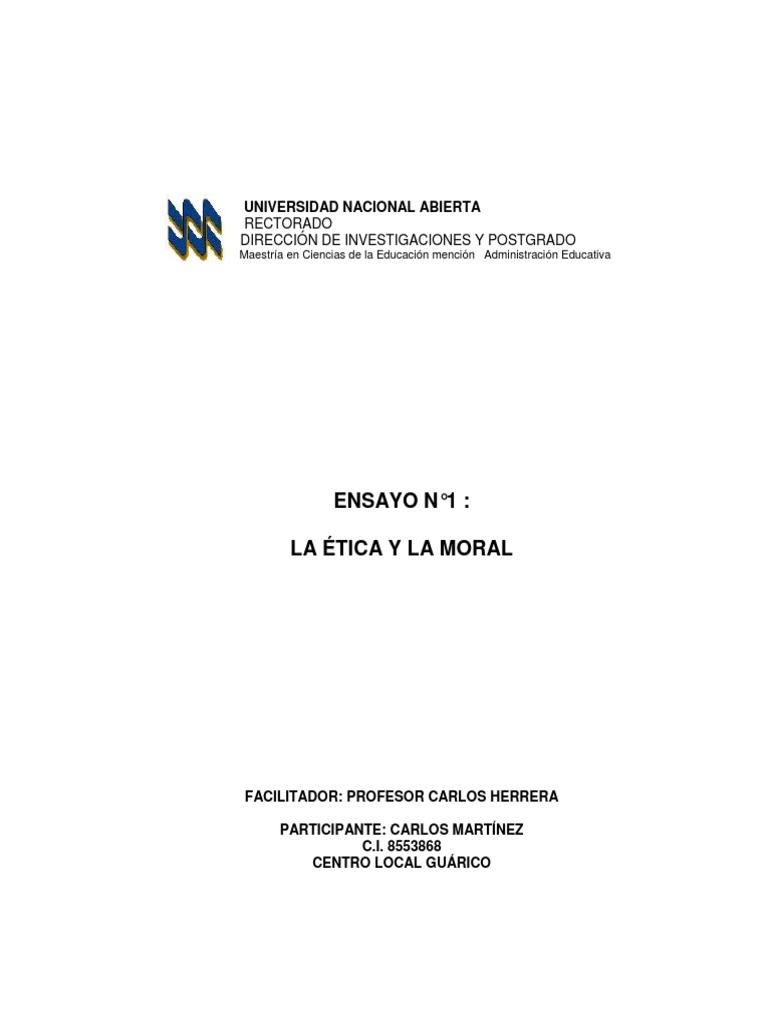 Ensayo N°1. Ética y Moral | PDF | Moralidad | Comportamiento
