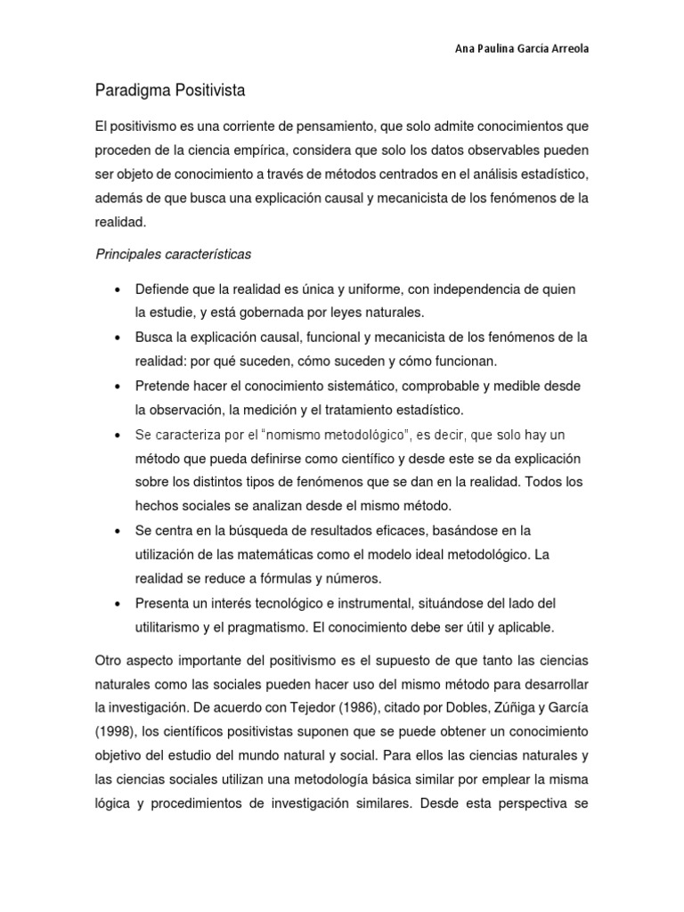 Paradigma Positivista | PDF | Positivismo | Racionalismo