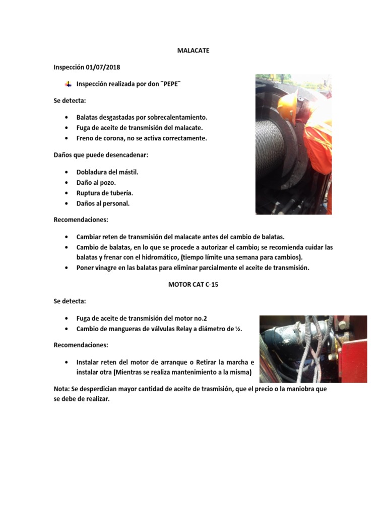 Inspección de malacate | PDF