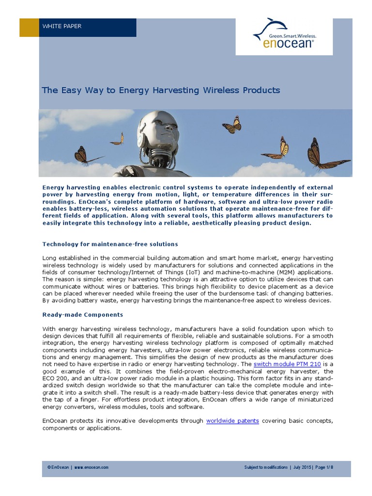White Paper EnOcean Product Integration | PDF | Energy Harvesting ...