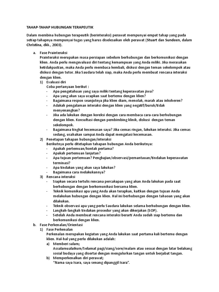 Tahap-Tahap Komunikasi Terapeutik | PDF