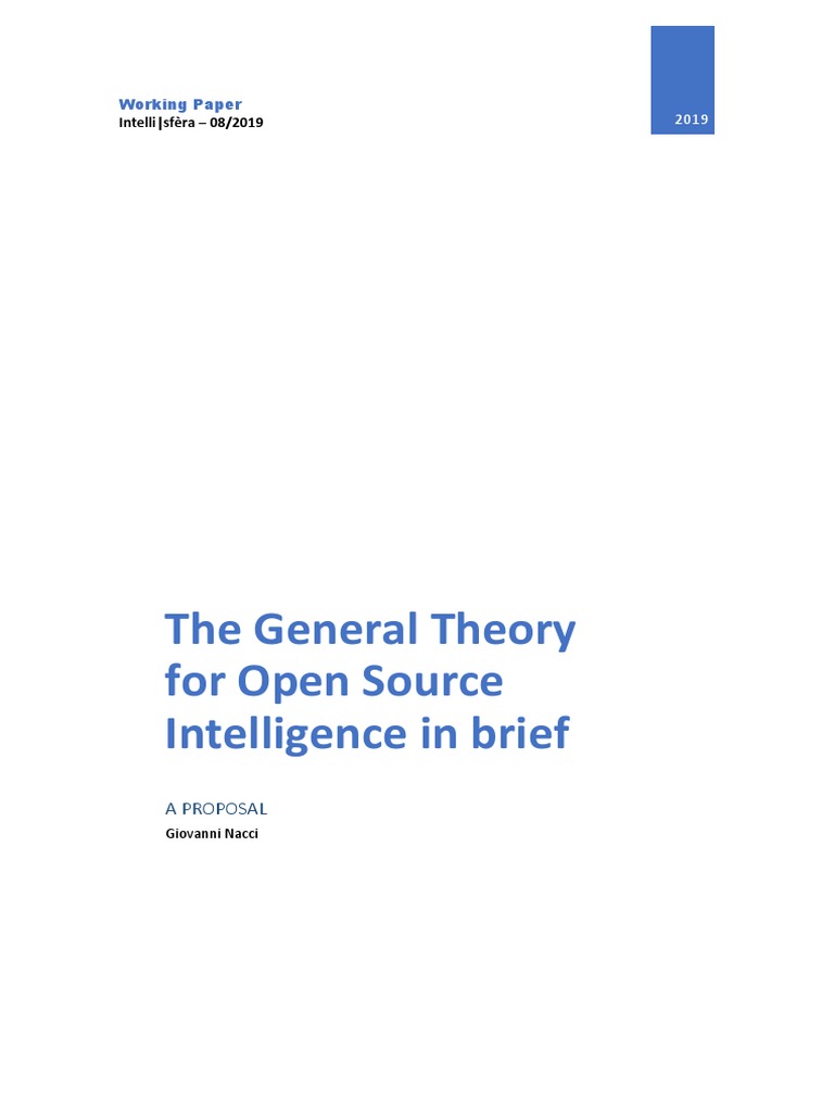General Theory of Open Source Intelligence | PDF | Theory | Concept