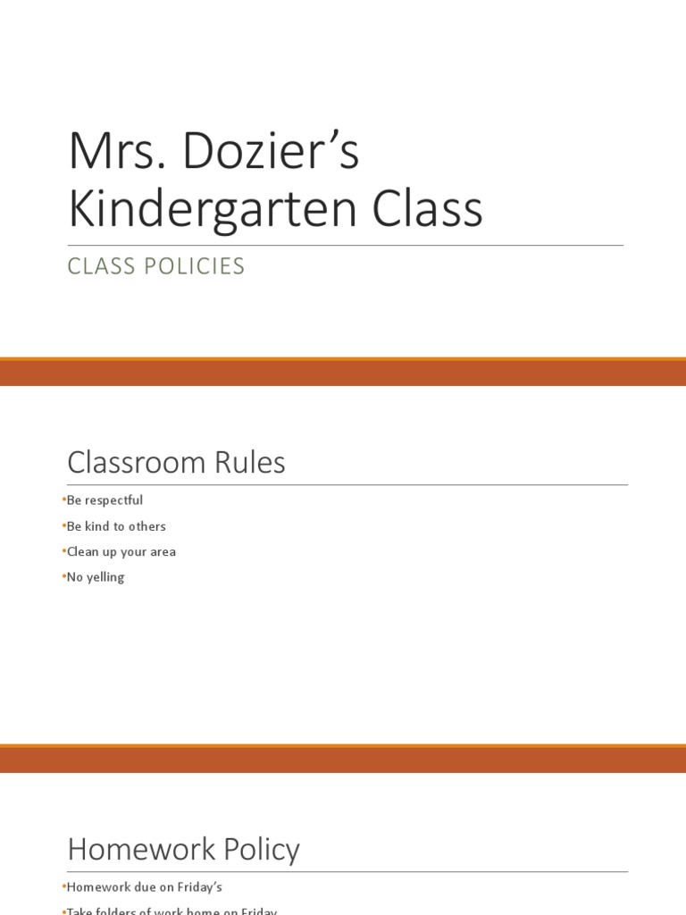 Kindergarten Class Policies | PDF