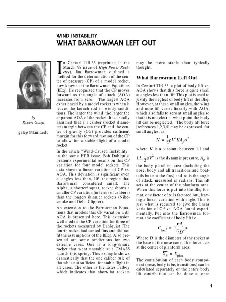 Barrowman Equations and CP Variation | PDF | Rocket | Lift (Force)