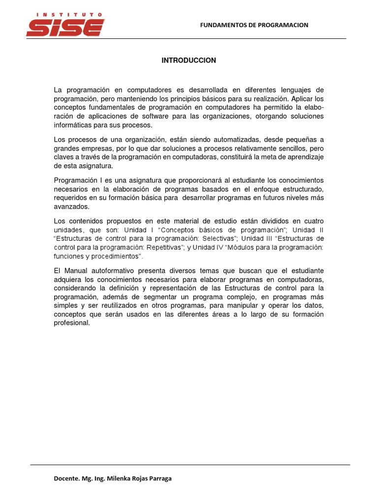 Fundamentos de Programacion Semana 1 | PDF | Lenguaje de programación ...