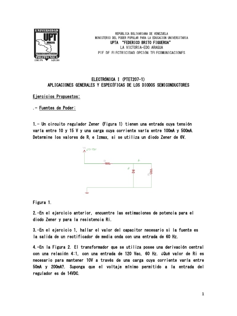 Guía de Ejercicios Aplicaciones Con Diodos | PDF | Rectificador | Transformador