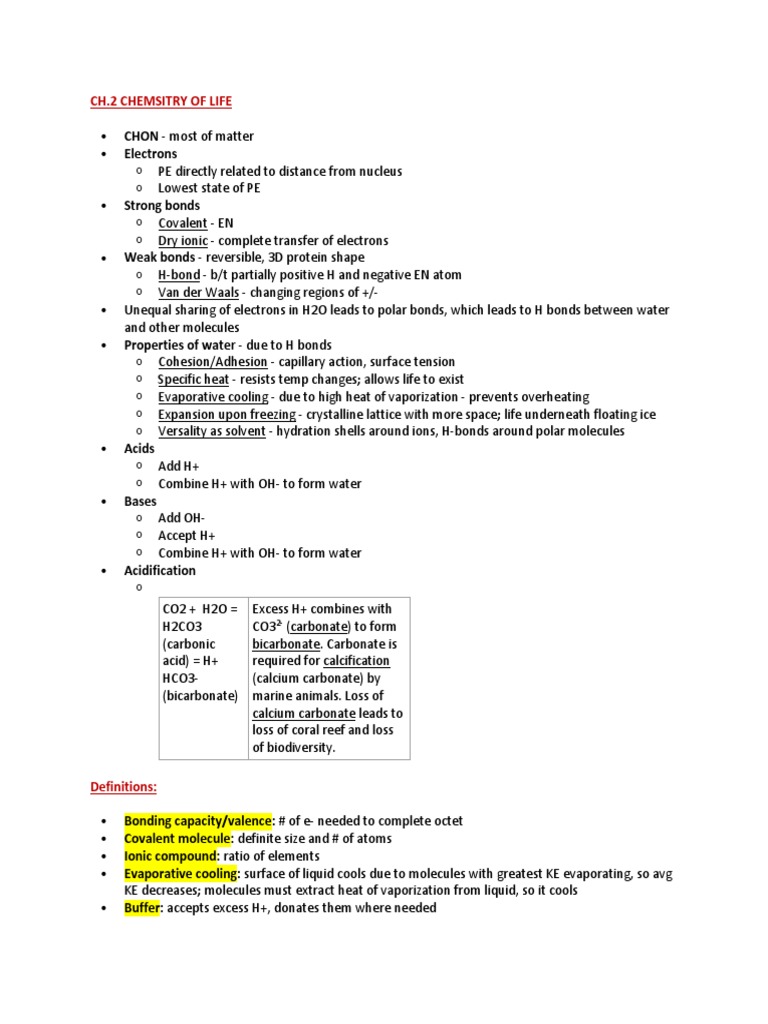 AP Bio Chemistry of Life | PDF | Properties Of Water | Protein Structure