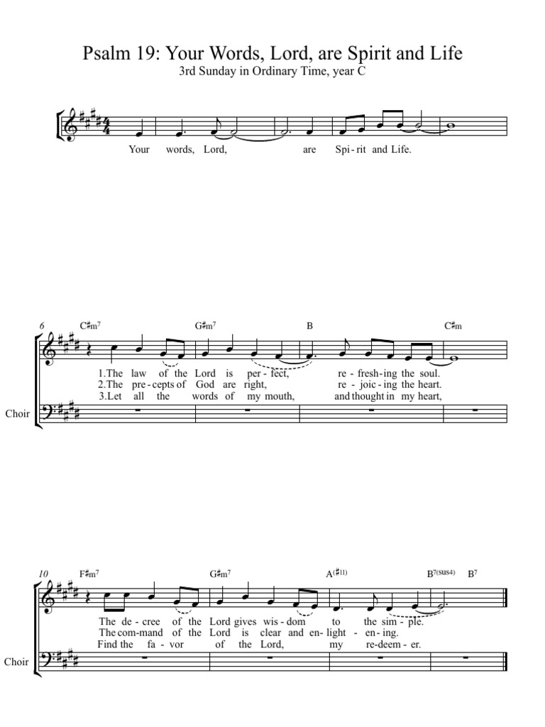 Psalm 19: Your Words, Lord, Are Spirit and Life: 3rd Sunday in Ordinary ...