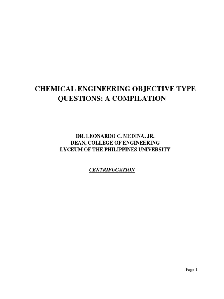Chemical Engineering Objective Type Questions Centrifugation | PDF