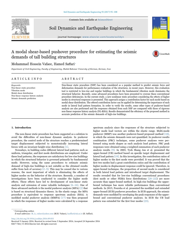 A Modal Shear-Based Pushover Procedure For Estimating The Seismic ...