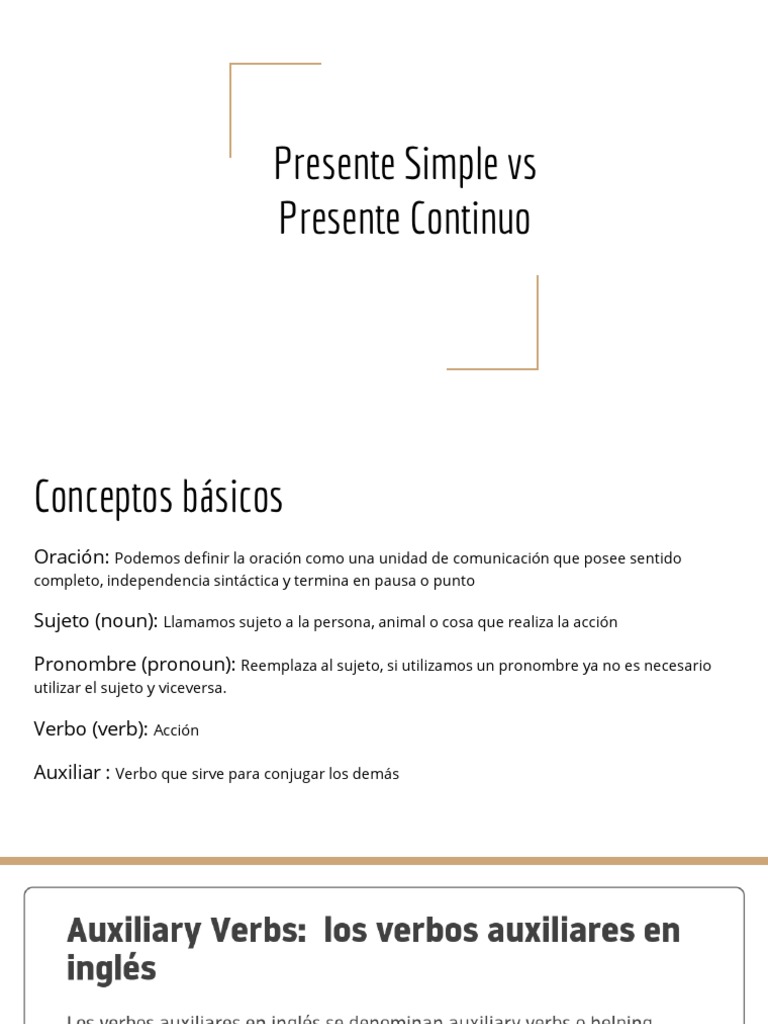 Presente Simple Vs Presente Continuo | PDF | Asunto (gramática) | Oración (Lingüística)
