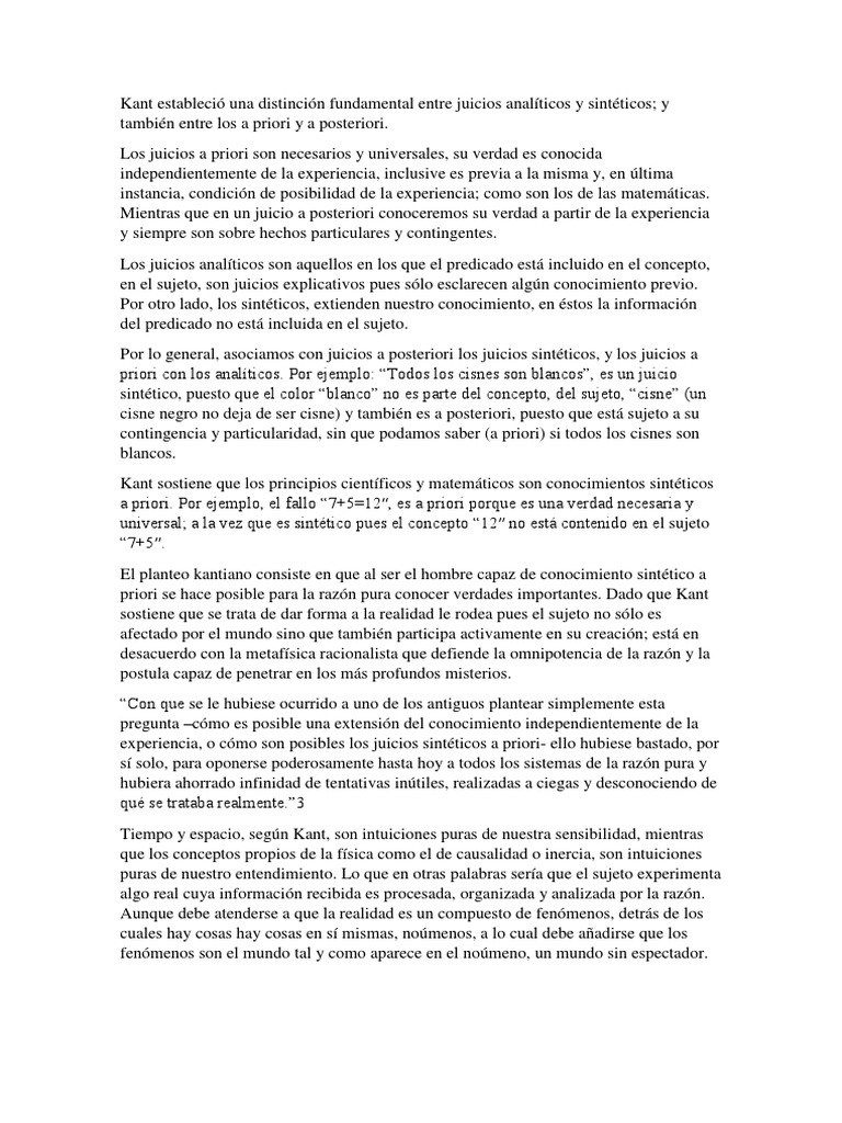 Kant | PDF | A priori y a posteriori | Immanuel Kant