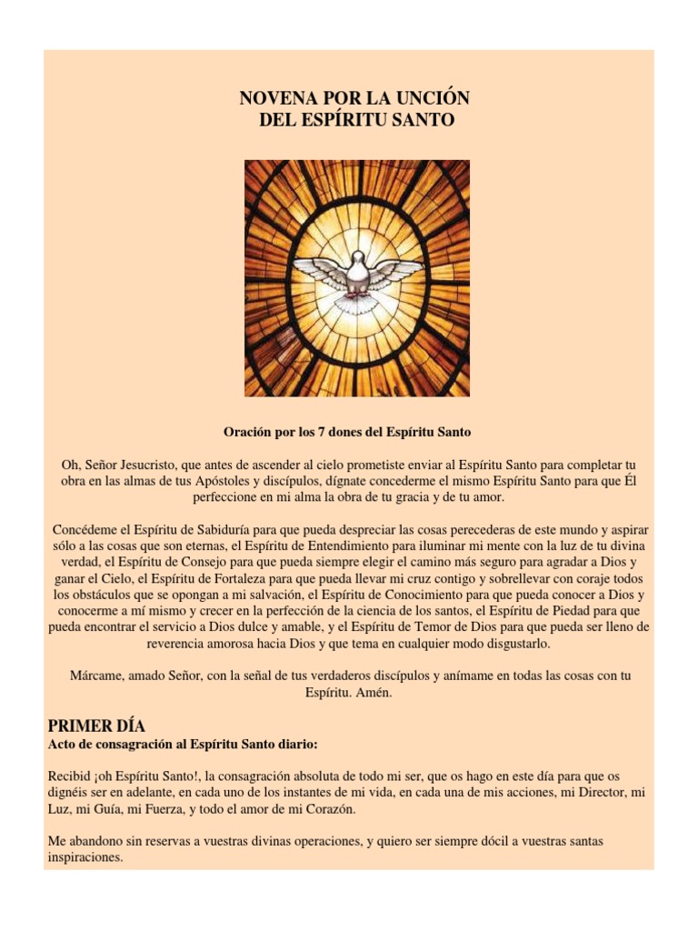 Novena Al Espíritu Santo Pdf Orador Del Señor Espíritu Santo