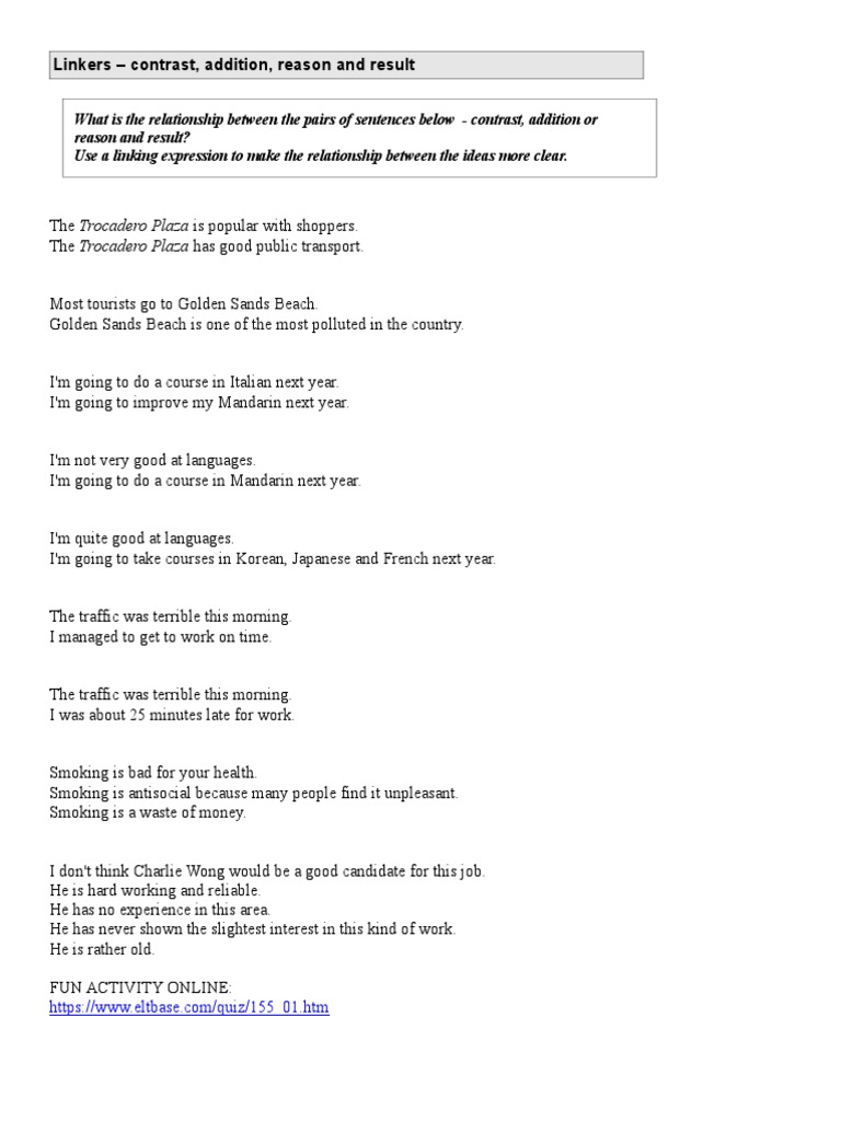 Linkers | PDF | Human Communication | Psychological Concepts