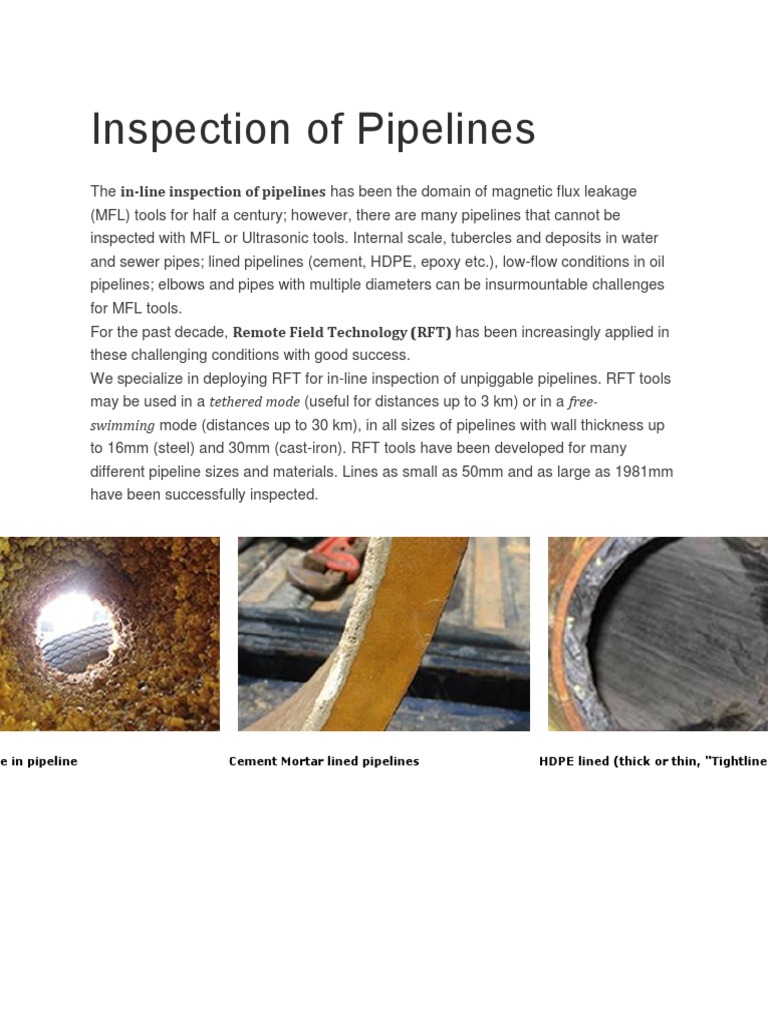 Inspection of Pipelines | PDF | Pipeline Transport | Materials