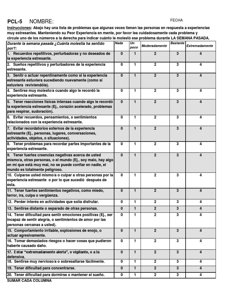 PCL 5 | PDF | Ira | Neurociencia