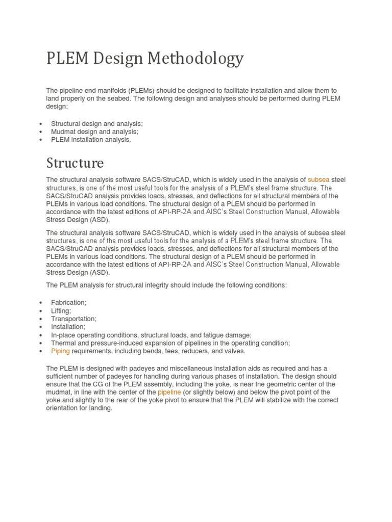PLEM Design Methodology: Structure | PDF | Pipeline Transport ...