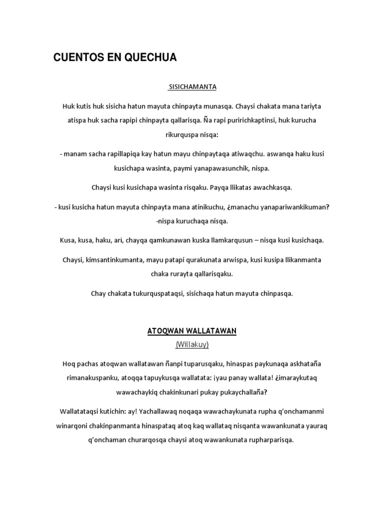 Cuentos en Quechua | PDF