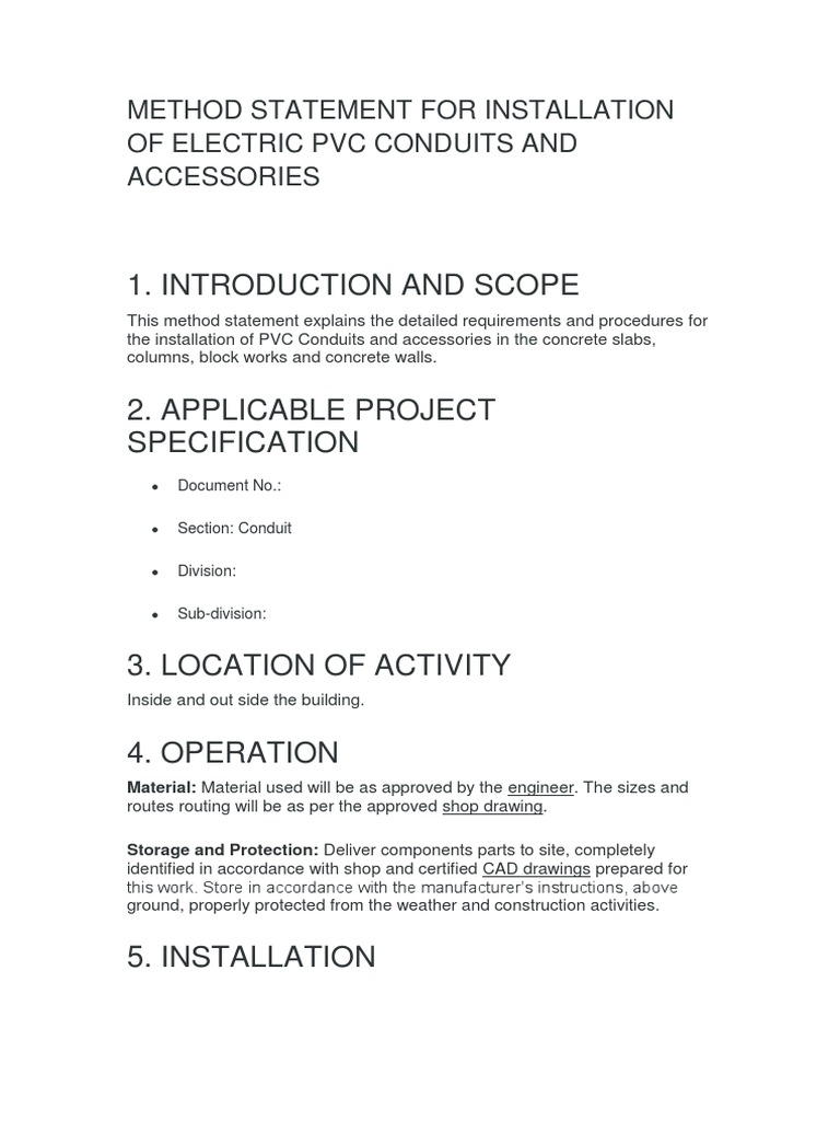 Ms - Installation of Electric PVC Conduits and Accessories | PDF ...