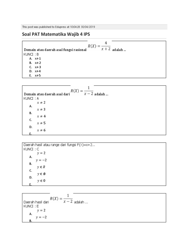 Soal PAT Mat Wajib IPS | PDF | Teaching Methods & Materials | Computers
