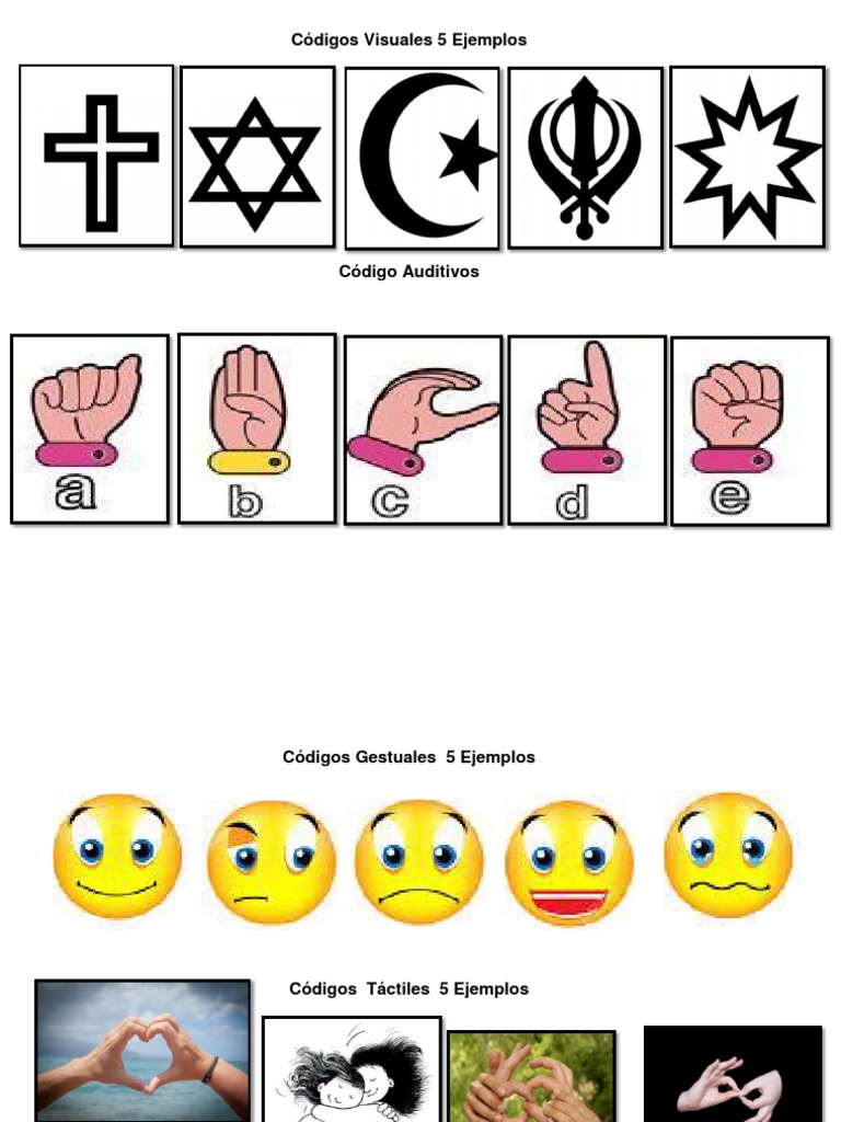 Códigos Visuales Auditivos Gestuales Tactiles 5 Ejemplos | PDF