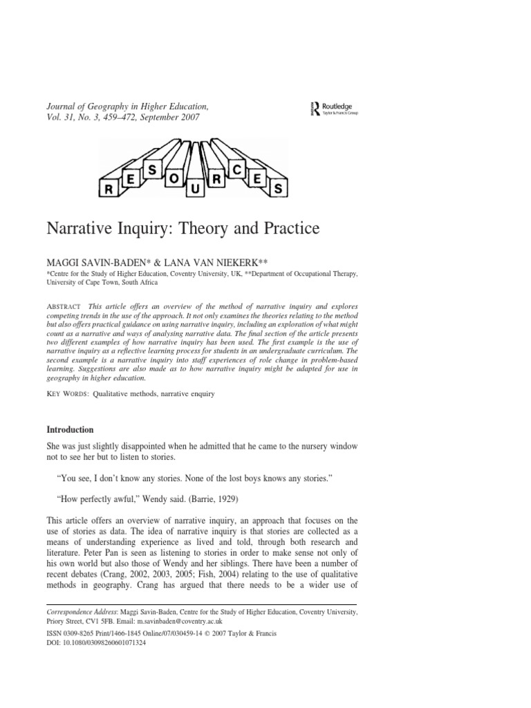 Narrative Inquiry | Download Free PDF | Narrative | Qualitative Research