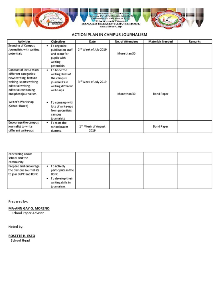 Campus Journalism Action Plan | PDF