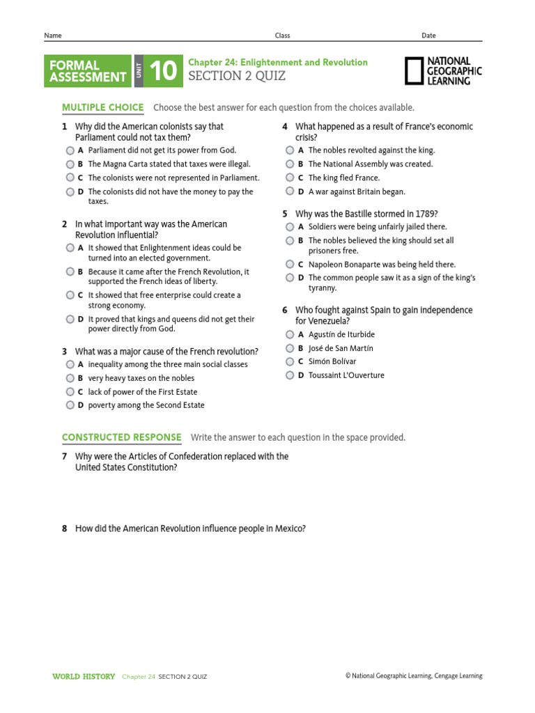 Enlightenment and Revolution Quiz | PDF | French Revolution | France