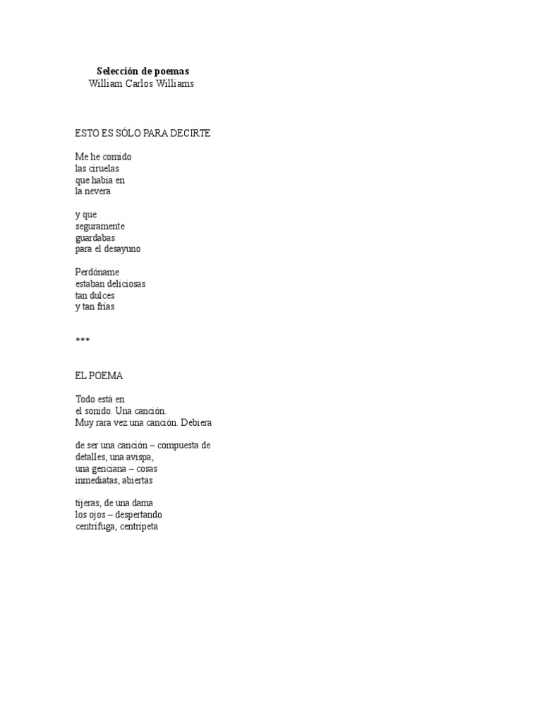 Selección de Poemas William Carlos Williams | PDF