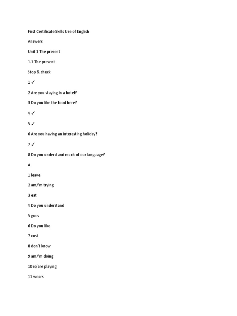 First Certificate Skills Use of English | PDF