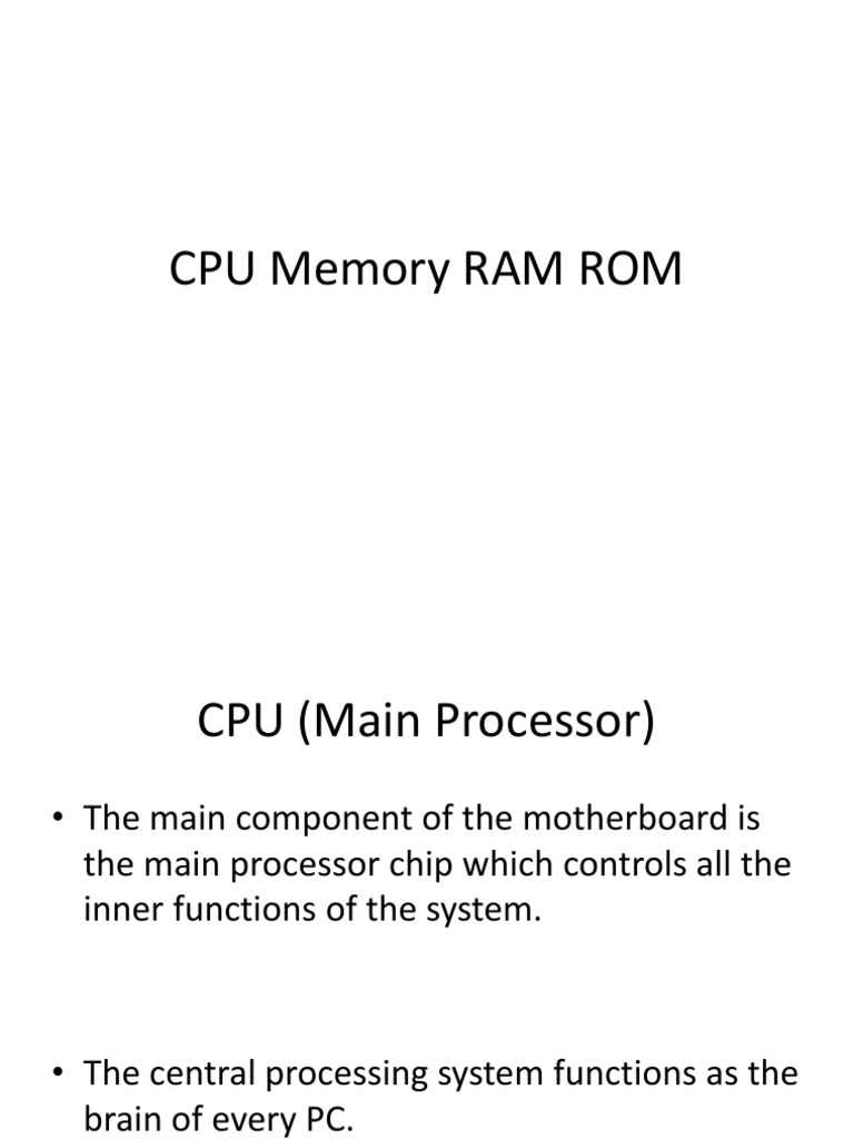 CPU Memory RAM ROM | PDF | Random Access Memory | Dynamic Random Access ...