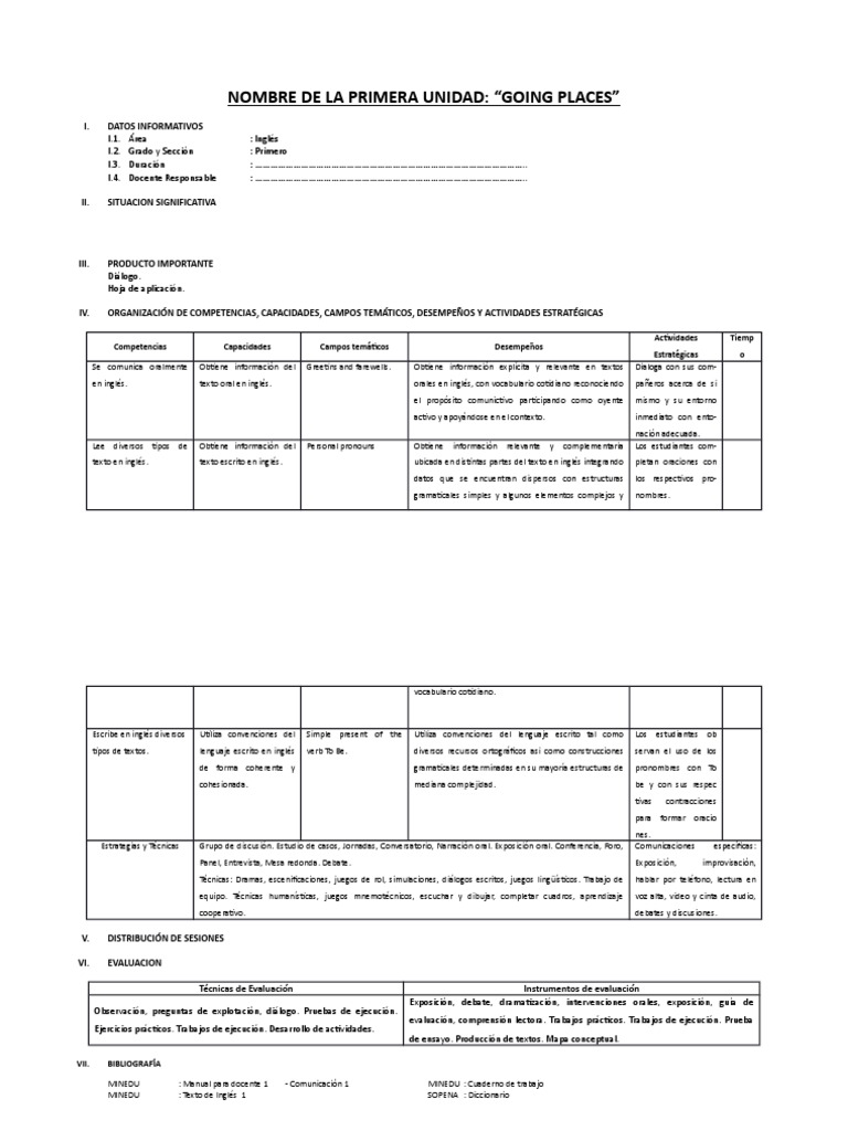 Modelo - Nombre de La Primera Unidad | PDF | Evaluación | Información