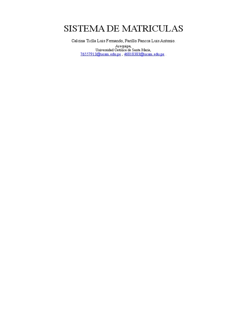 Sistema de Matriculas | PDF | Tabla (base de datos) | Mi sql