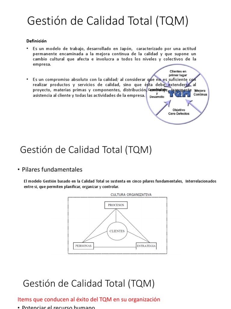 Gestión de Calidad Total (TQM) | PDF
