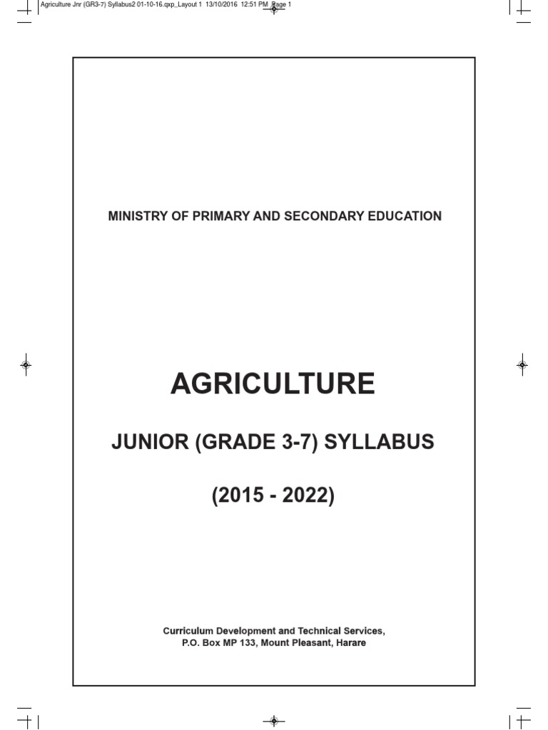 Agriculture: Junior (Grade 3-7) Syllabus (2015 - 2022) | PDF | Learning ...