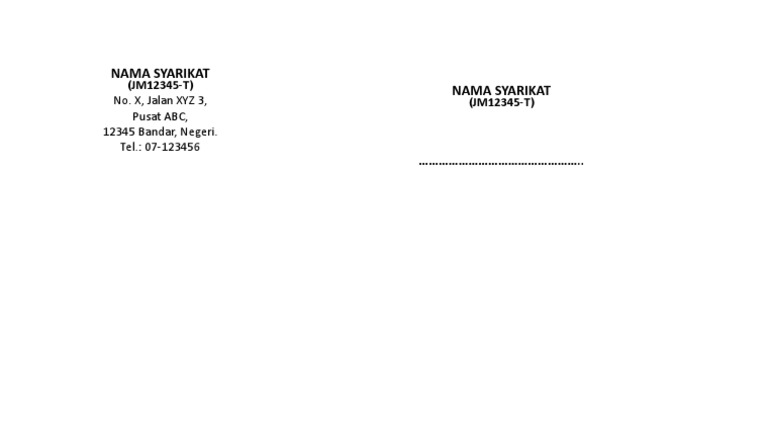 Format Cop Syarikat | PDF