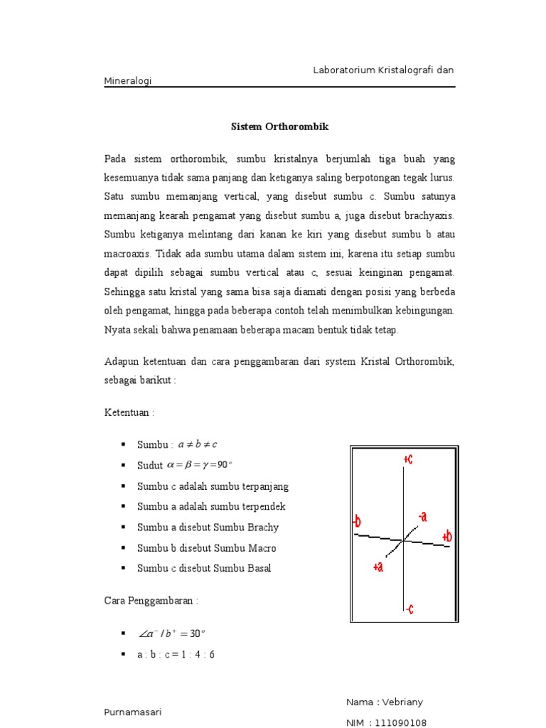Kelas Kristal Orthorombik dan Simetri | PDF