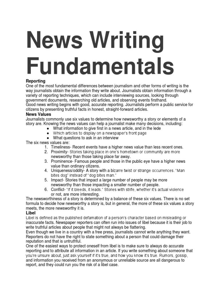 News Writing Fundamentals: Reporting | PDF | Journalism | Defamation