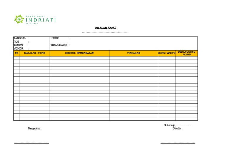 Format Notulen Excel | PDF