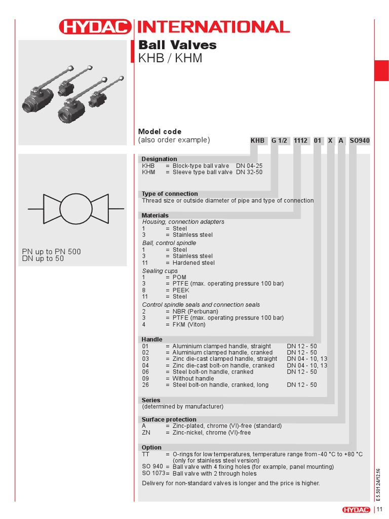 Hydac Ball Valves | PDF | Valve | Pipe (Fluid Conveyance)