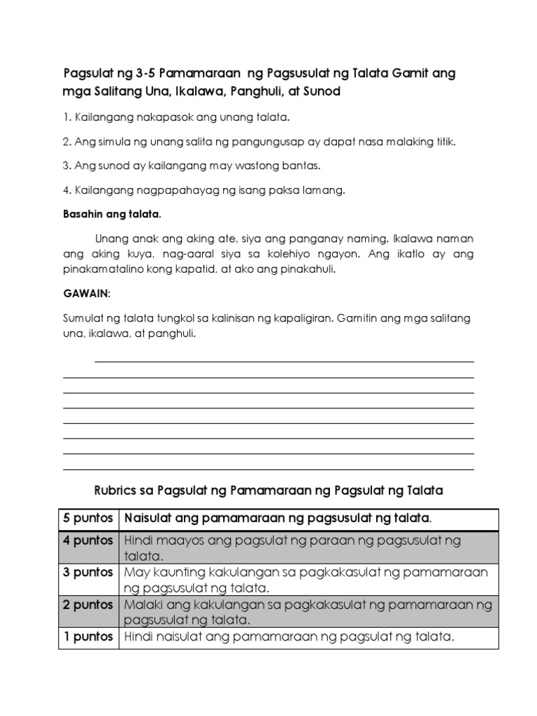 Pagsulat NG Talata | PDF