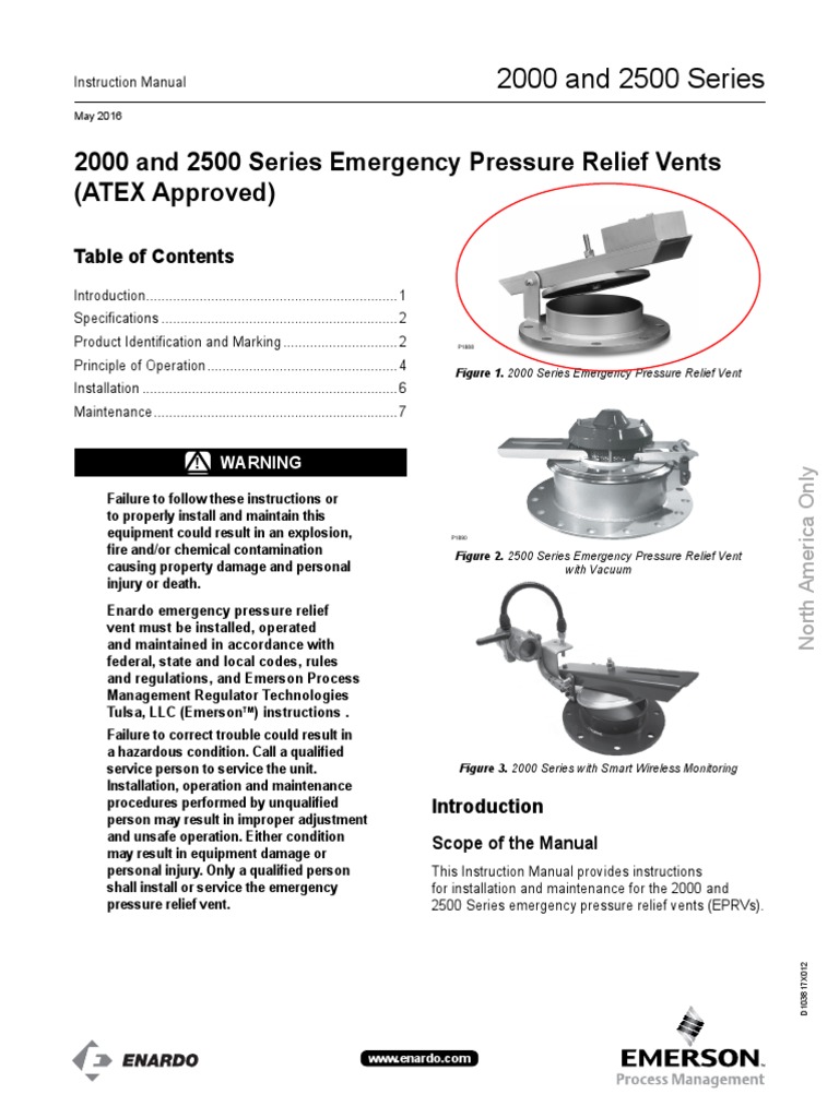 Instruction Manual Enardo 2000 2500 Series Emergency Pressure Relief ...