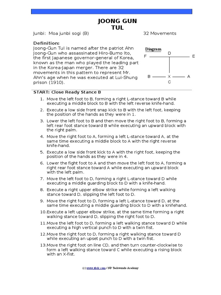 Joong Gun Pattern | PDF | Individual Sports | Combat Sports