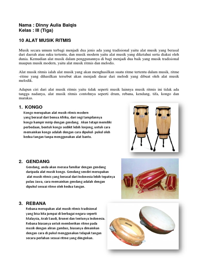 10 ALAT MUSIK RITMIS (Alat Musik Tradisional) | PDF | Kajian Bahasa ...