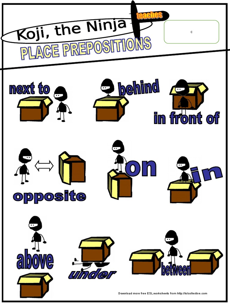 Koji The Ninja Teaches Place Prepositions Grammar Drills Grammar Guides ...