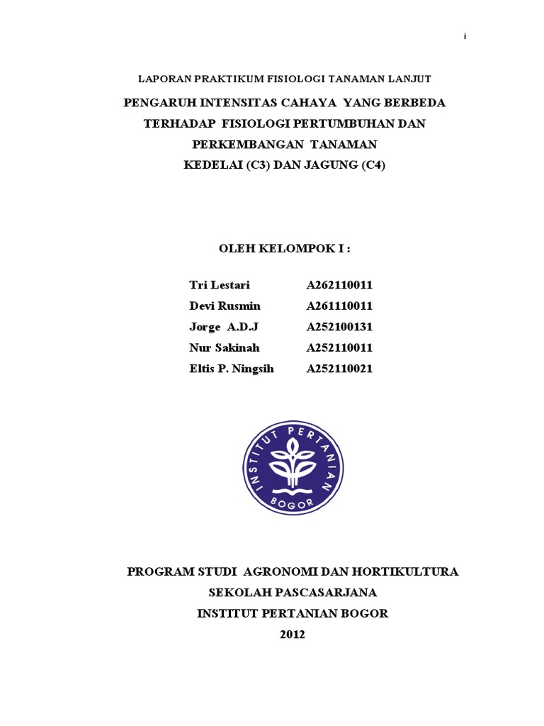 Pengaruh Intensitas Cahaya Yang Berbeda Terhadap Fisiologi Pertumbuhan ... Pengaruh Intensitas Cahaya Yang Berbeda Terhadap Fisiologi Pertumbuhan ...